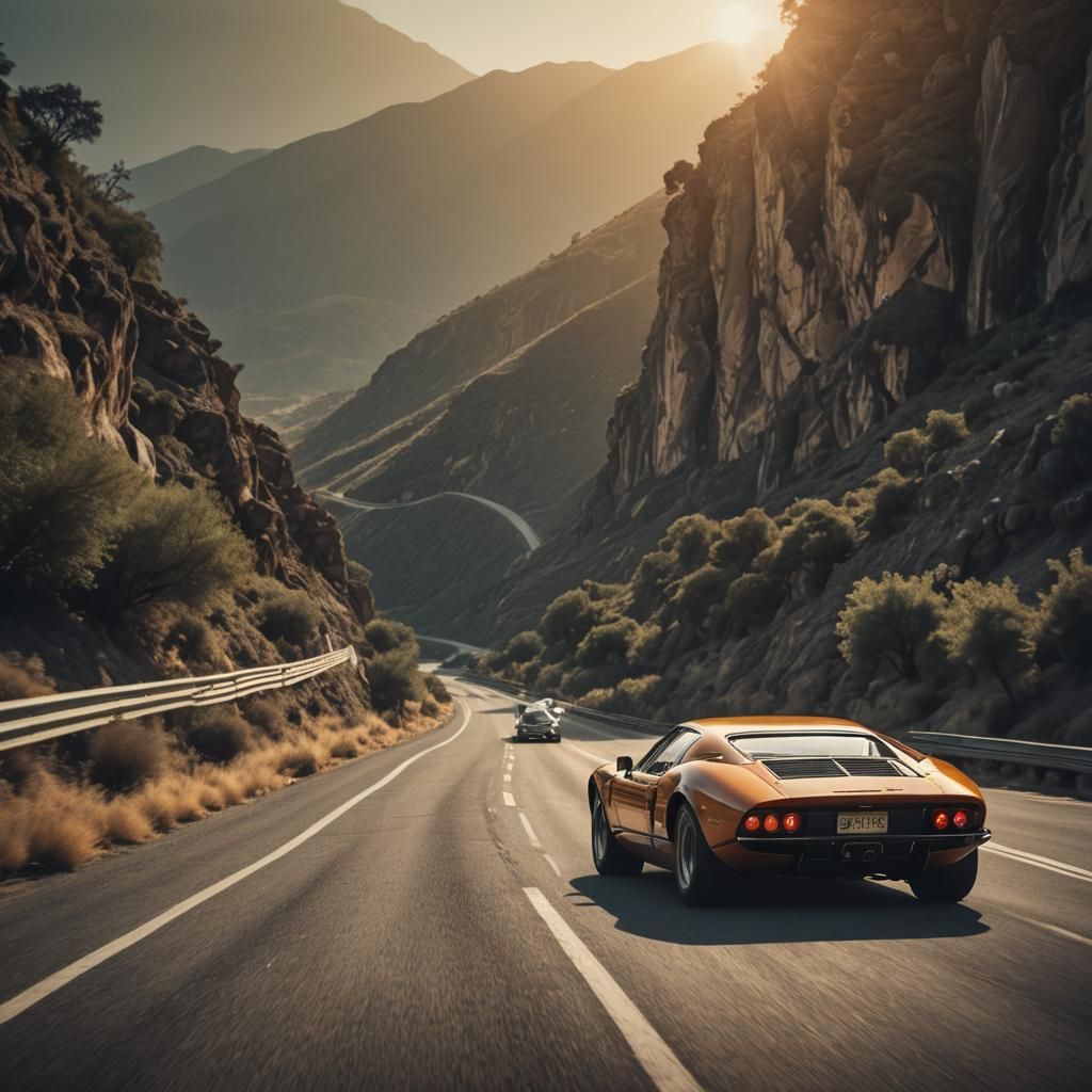 Lamborghini Miura 1968, photo realistic, in movement, speeding, driving ...