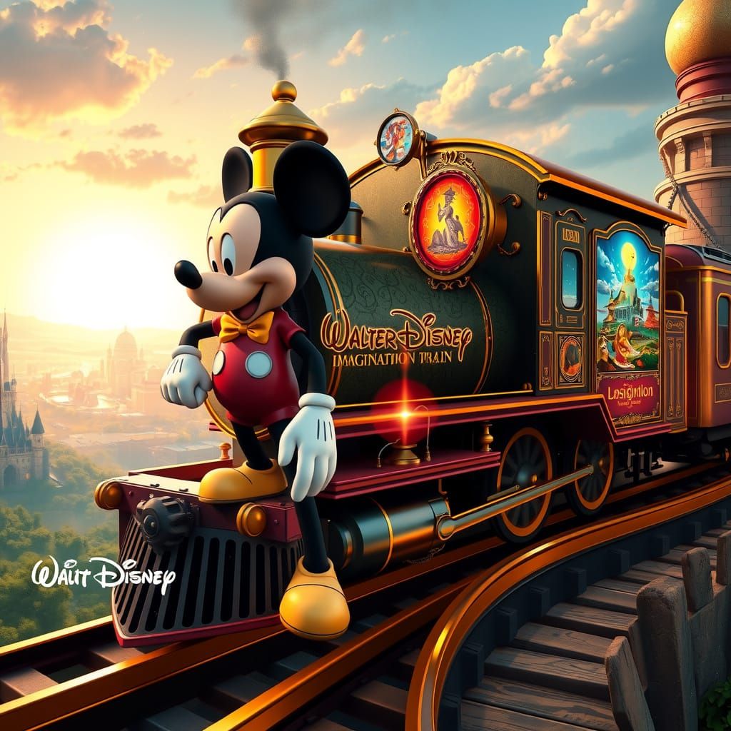 Majestic Steam-Powered Imagination Train in Vibran... - AI Art