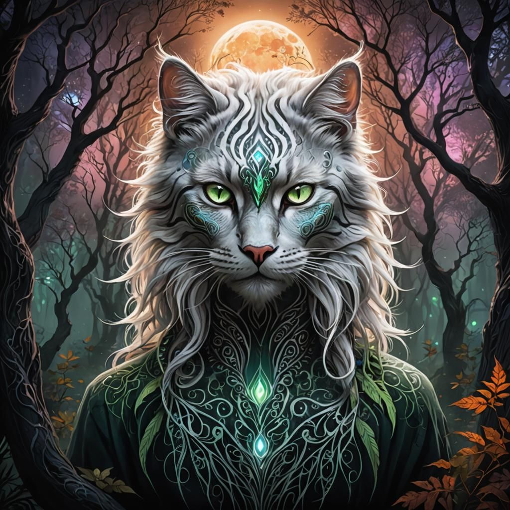 Ethereal feline-human hybrid - AI Generated Artwork - NightCafe Creator