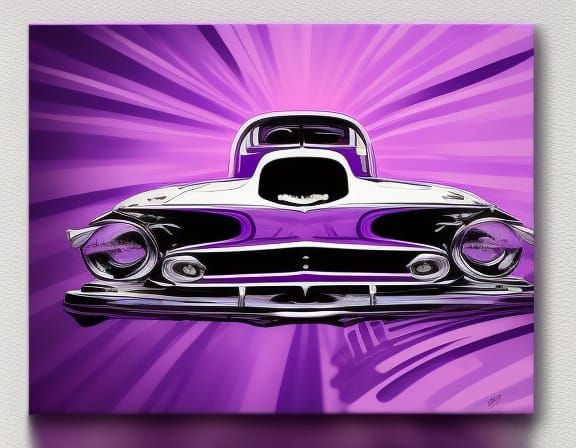 Violet Purple paintclassic lowrider car racing in a carfest splash ...