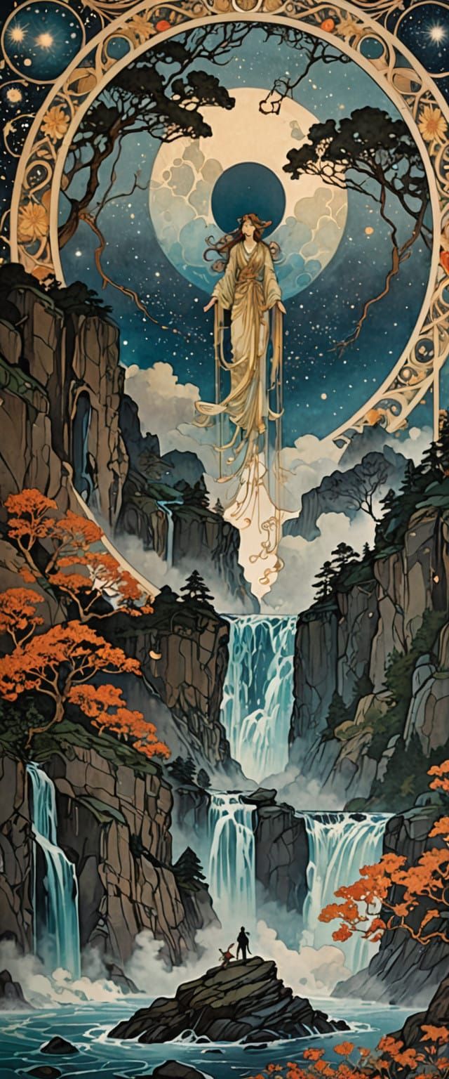 Infinity waterfalls cascading over cosmic cliffs at the universe's edge ...