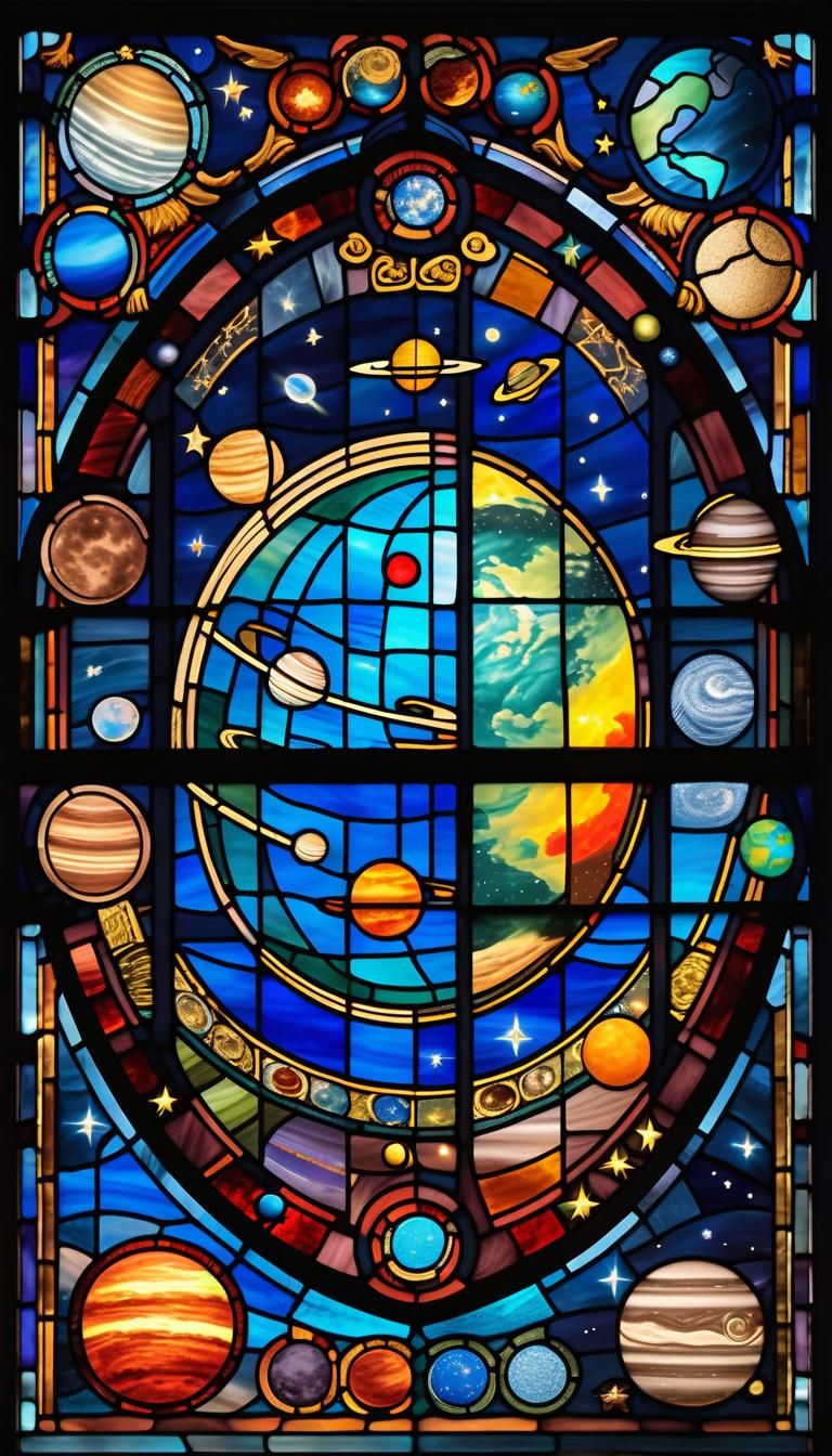 Celestial-themed stained glass window - AI Generated Artwork ...