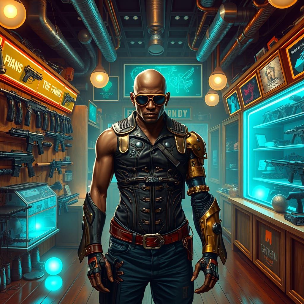 Ray's got what you need at Underworld Arsenal - City of Elysia 2245 A.D.