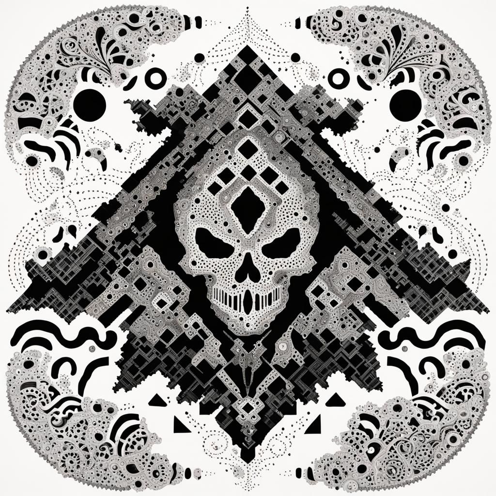 Fractal Zentangle Rorschach Pattern in ASCII Creep... - AI Art