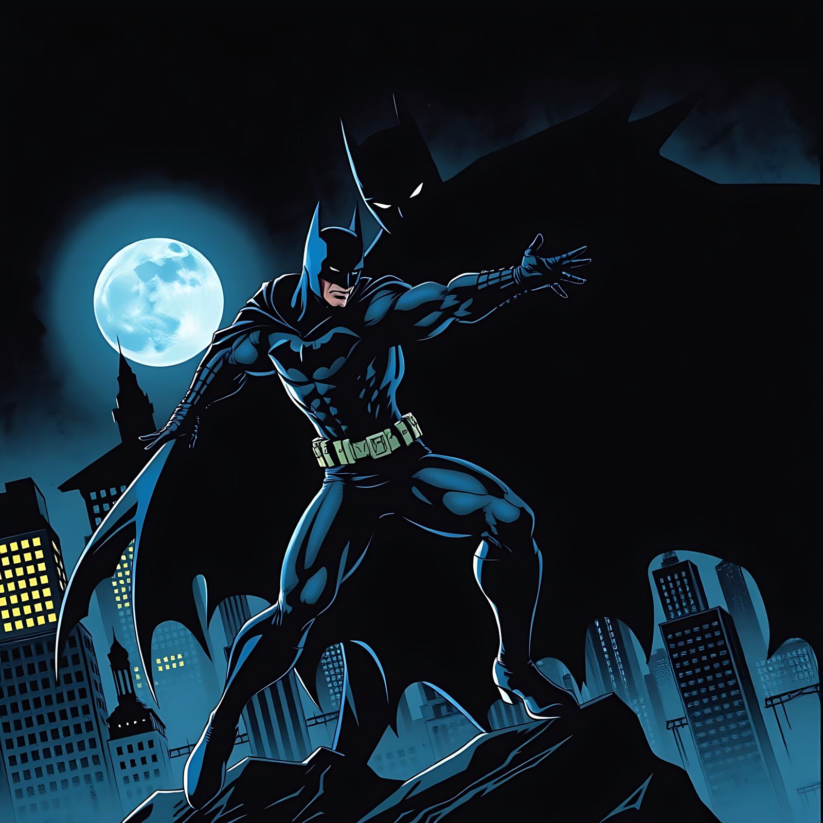Shadow fight - Batman Battles Dark Reflection in Gritty Goth...
