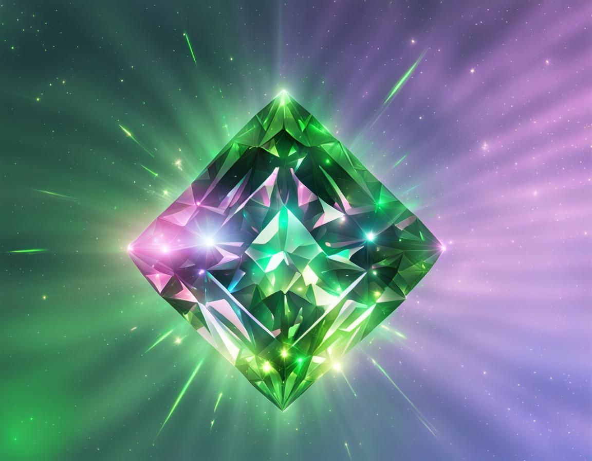 Ethereal Sparkling Gem Glows with Neon Radiance - AI Art