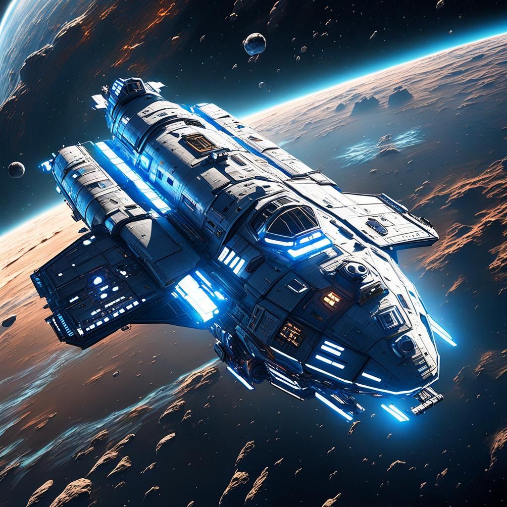 sleek spacecraft glides gracefully past a breathtaking nebula, its ...