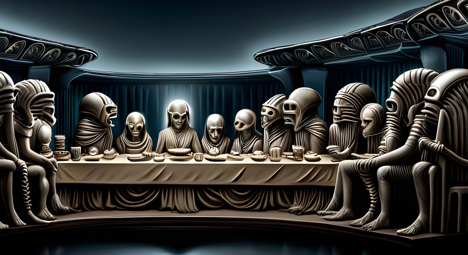 The Last Supper of Aliens - AI Generated Artwork - NightCafe Creator
