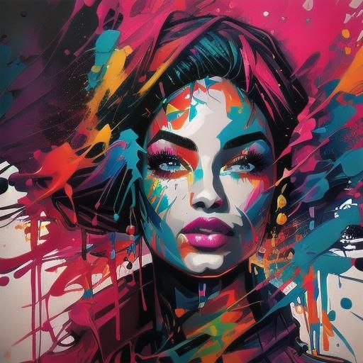 Portrait of a woman deep color tetradic colors concept art detailed ...