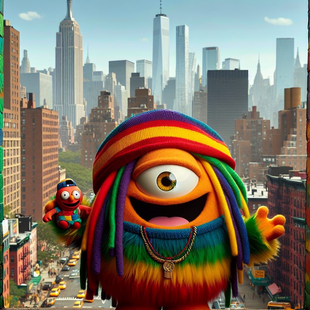 realistic happy rasta minion with an rasta bob in NY city - AI ...