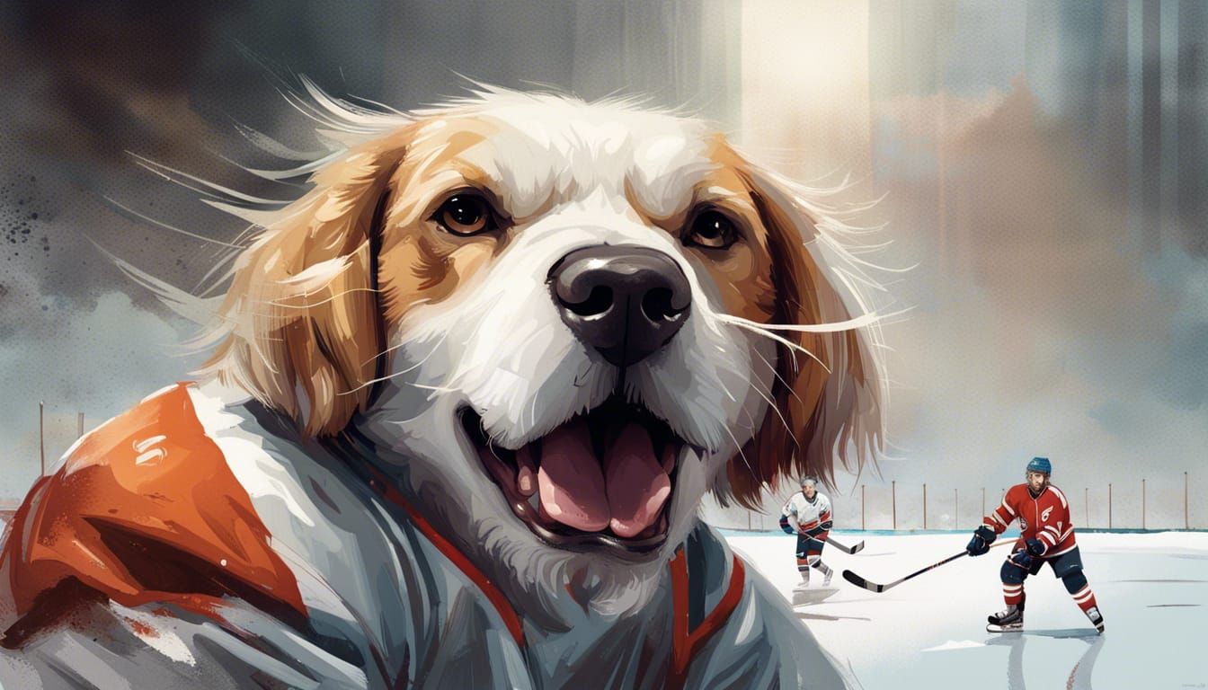 anthropomorphic fluffy Beagle playing ice hockey, gorgeous eyes, - AI ...