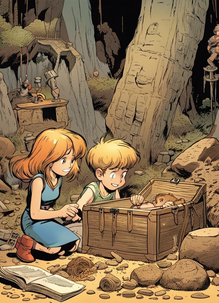 Comic book art and lineart in full natural colors. Show boy and girl in ...