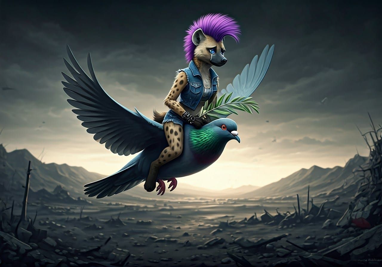 Give Peace a Chance - Somber Punk Rock Angel Amidst War-Torn...