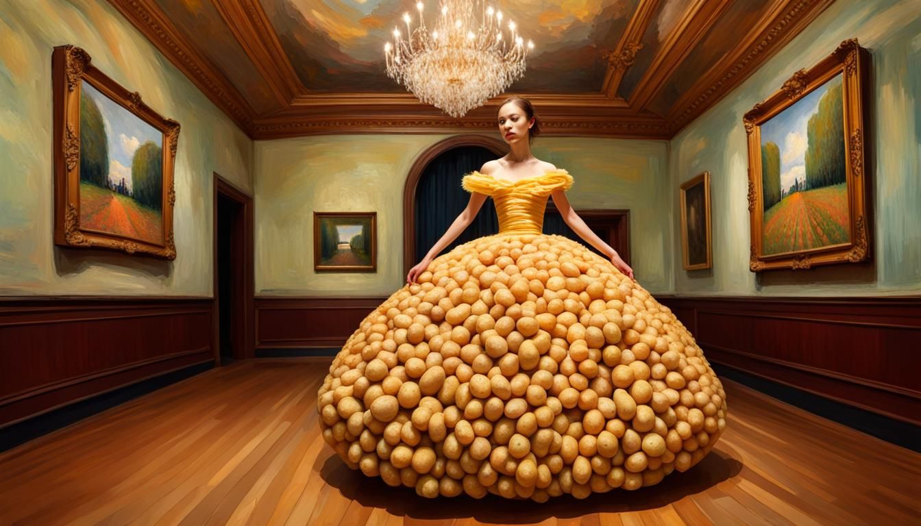Potato dress inside ball room impressionism - AI Generated Artwork ...