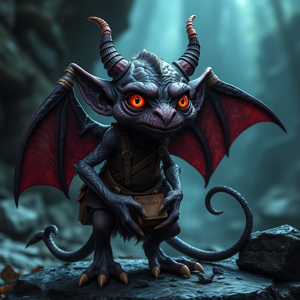 Dark Fantasy Imp in Moody Lighting - AI Art