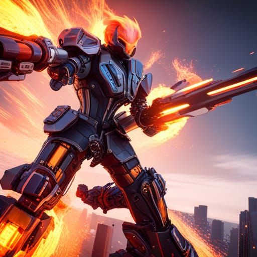 Mecha suit made by flames 🔥🔥 - AI Generated Artwork - NightCafe Creator