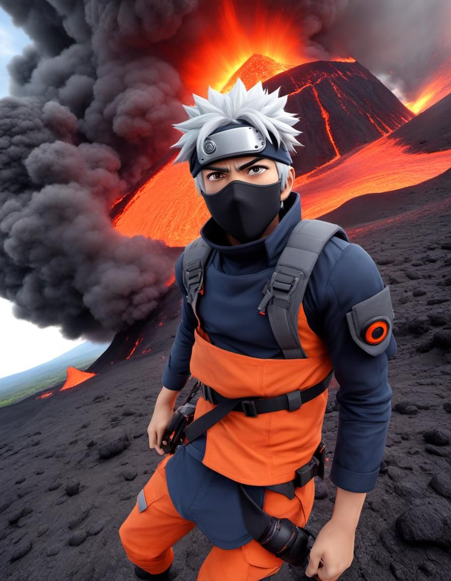 Kakashi vs Volcano - AI Generated Artwork - NightCafe Creator