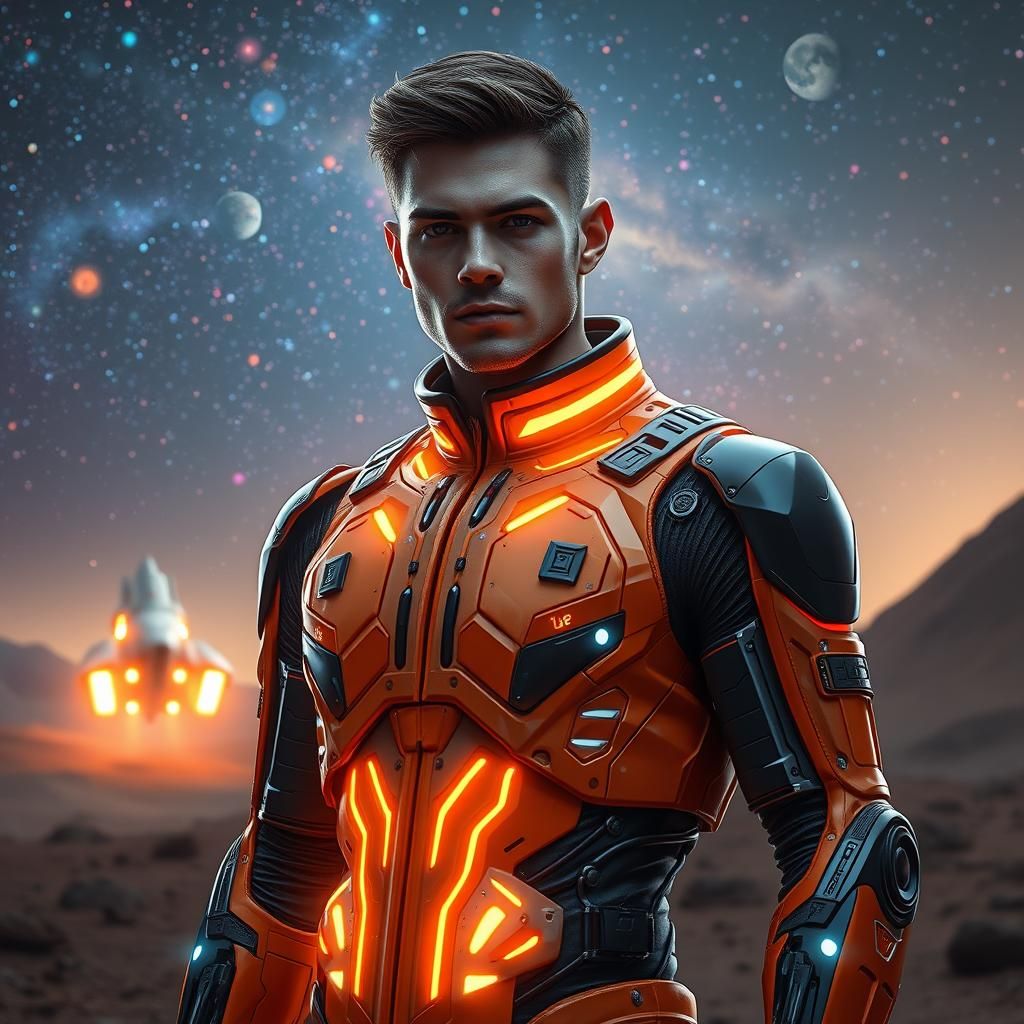 Explorer - Cyborg Warrior Stands Tall in Hyperrealistic Sci-...