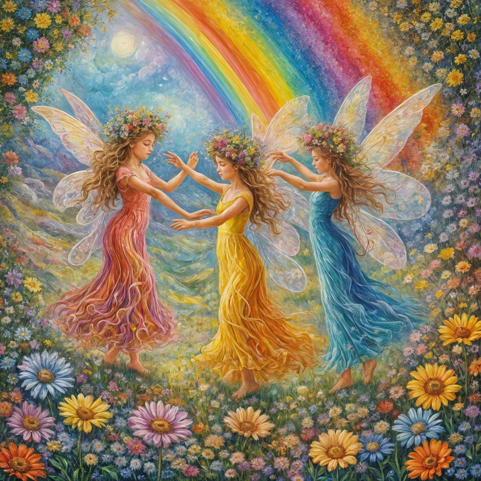 Rainbow Fairies in a Flower Field - Rainbow Fairies in a Flo...