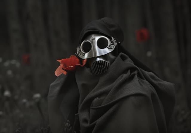 Eerie mask horror poppy flowers - AI Generated Artwork - NightCafe Creator