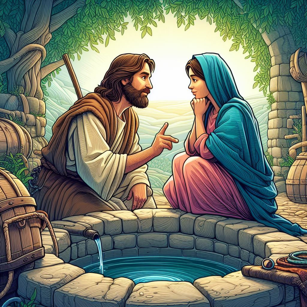 Jesus and Samaritan woman near the well. - AI Generated Artwork ...