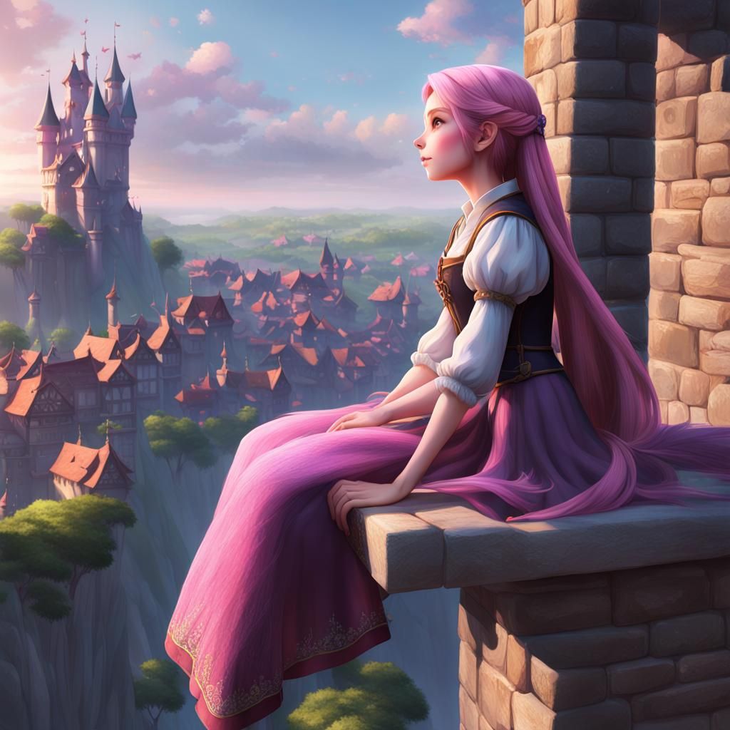 pink-haired rapunzel 1 - AI Generated Artwork - NightCafe Creator