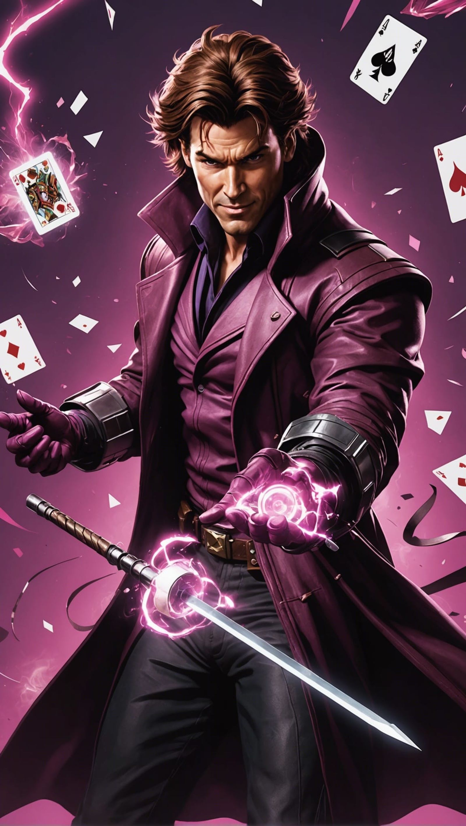 A digital illustration of Gambit from marvels x-men, charging a hand of ...