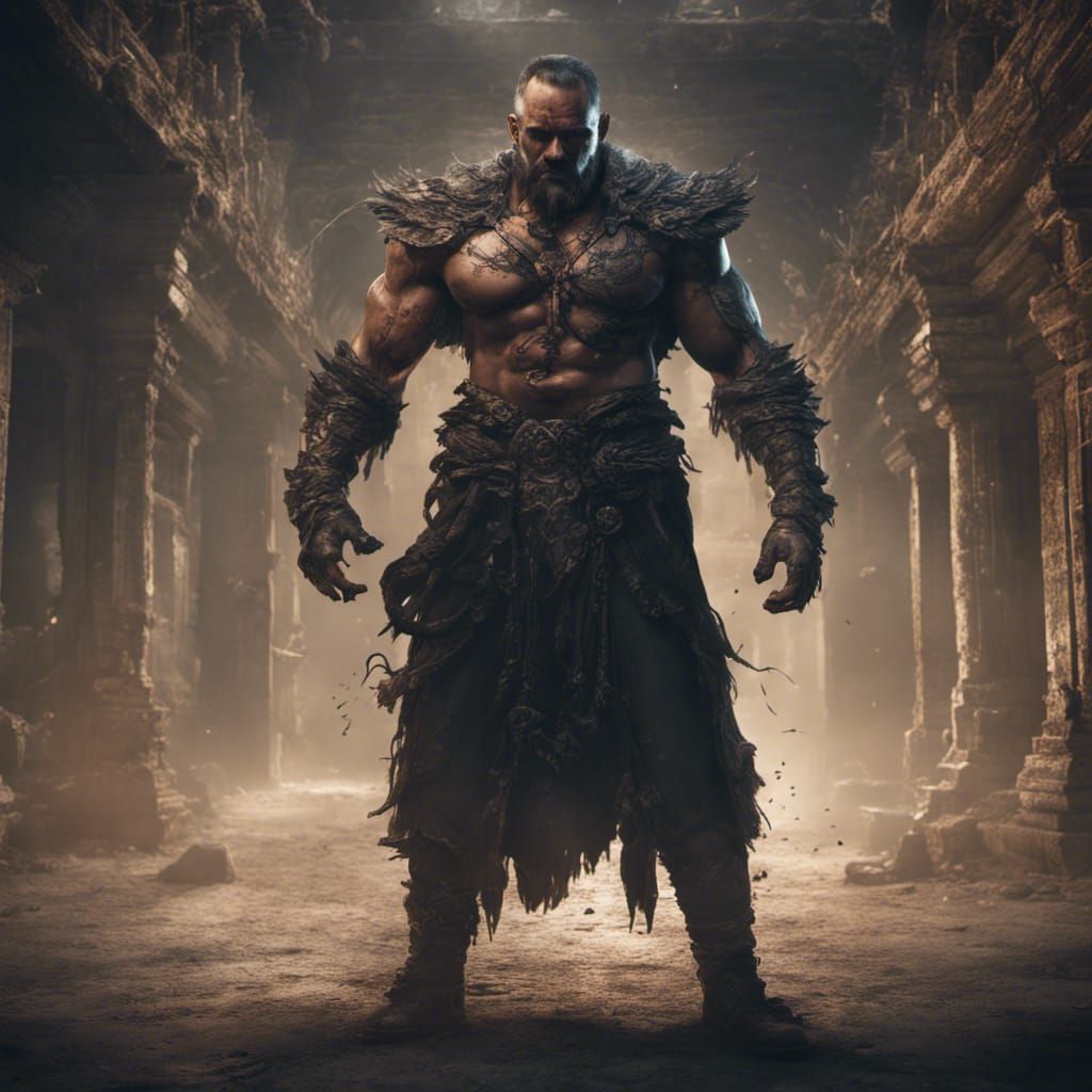 Full view of very strong masculine man in the shadows - AI Generated ...