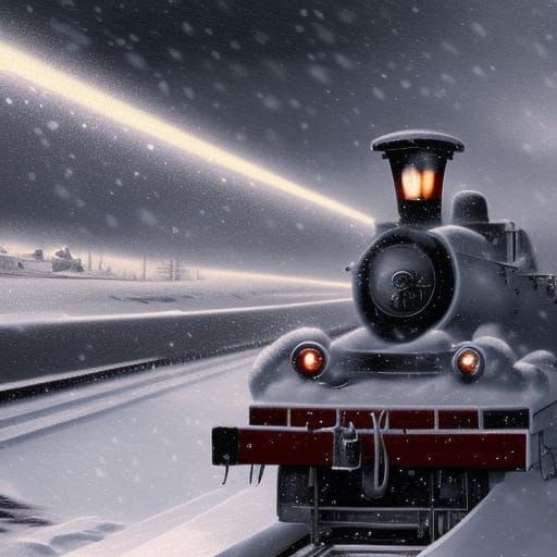 Train in the snow - AI Generated Artwork - NightCafe Creator