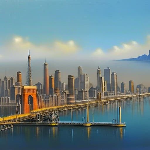 Painting of a beautiful city by Brad Rigney (SD 2.1) - AI Generated ...