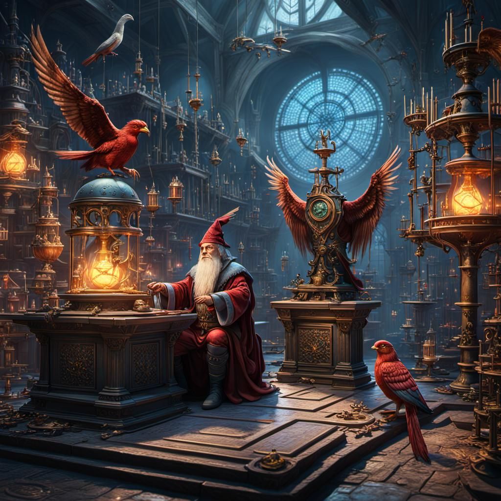 The Wizard and the Phoenix - AI Generated Artwork - NightCafe Creator