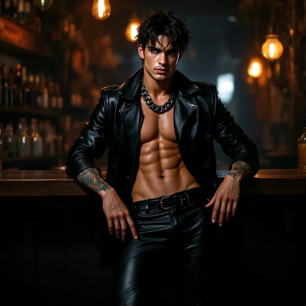 Leather Boy 250219A - Edgy Latino Model in Leather Attire