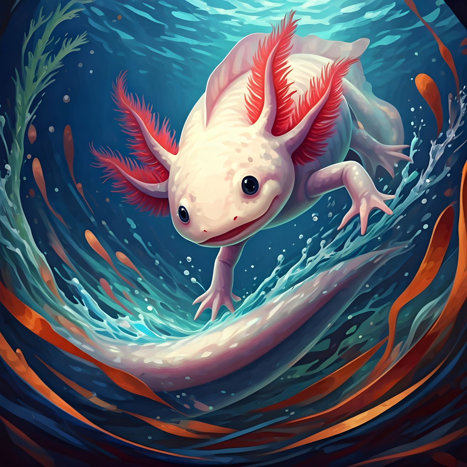 Axolotl in Epic Anime Battle Scene - AI Art