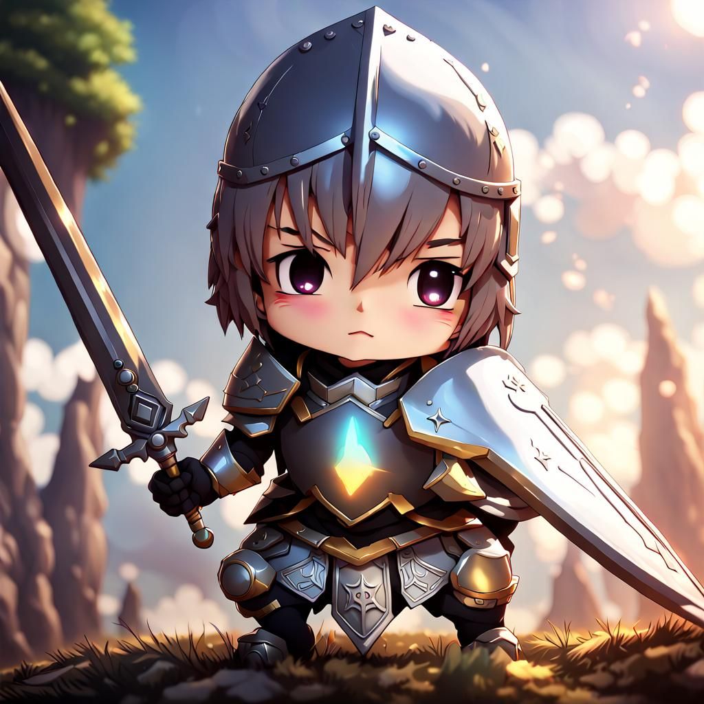 knight Chibi with a sword and shield - AI Generated Artwork - NightCafe ...
