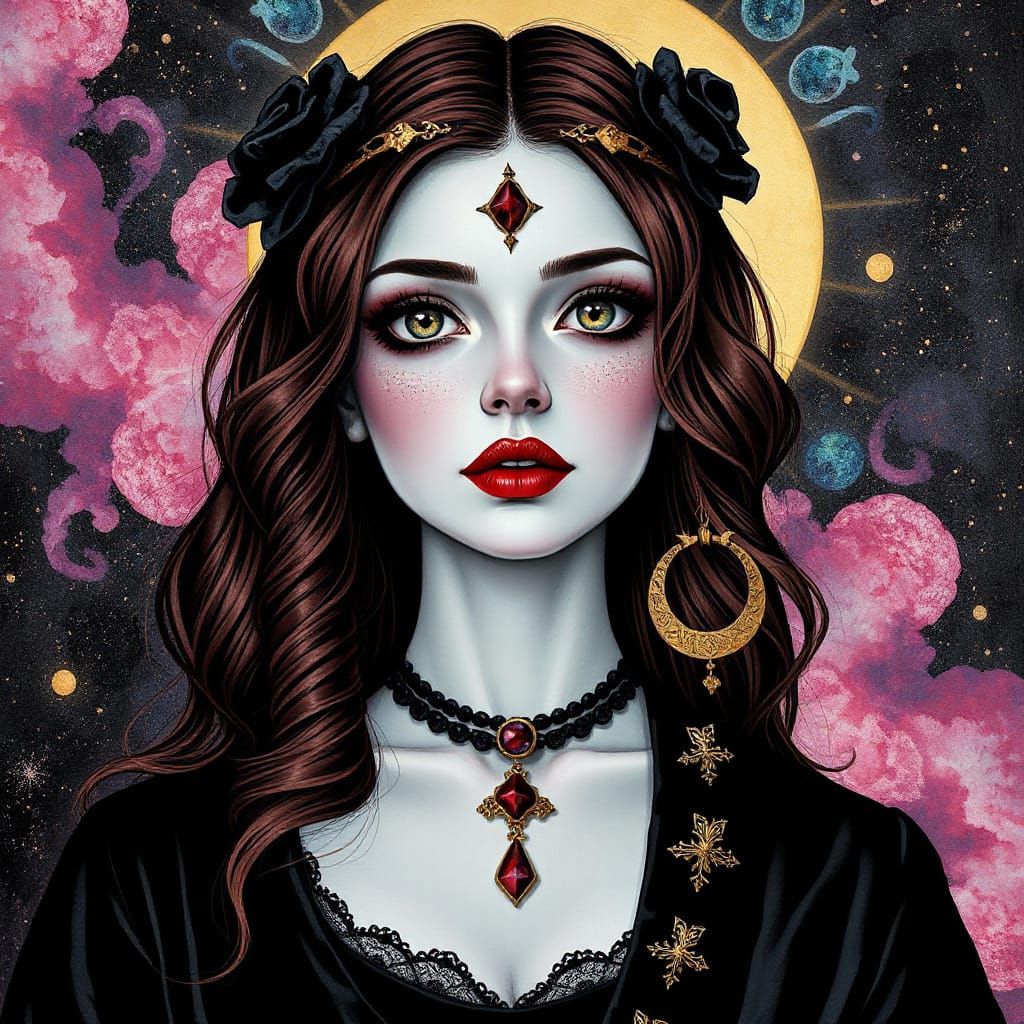 Gothic Beauty cosmic - Gothic Beauty in Cosmic Twilight
