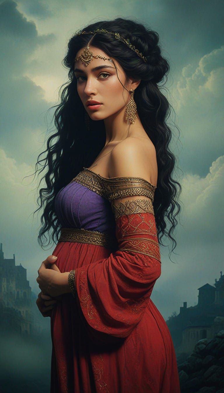 Pregnant Gypsy worried about her baby.