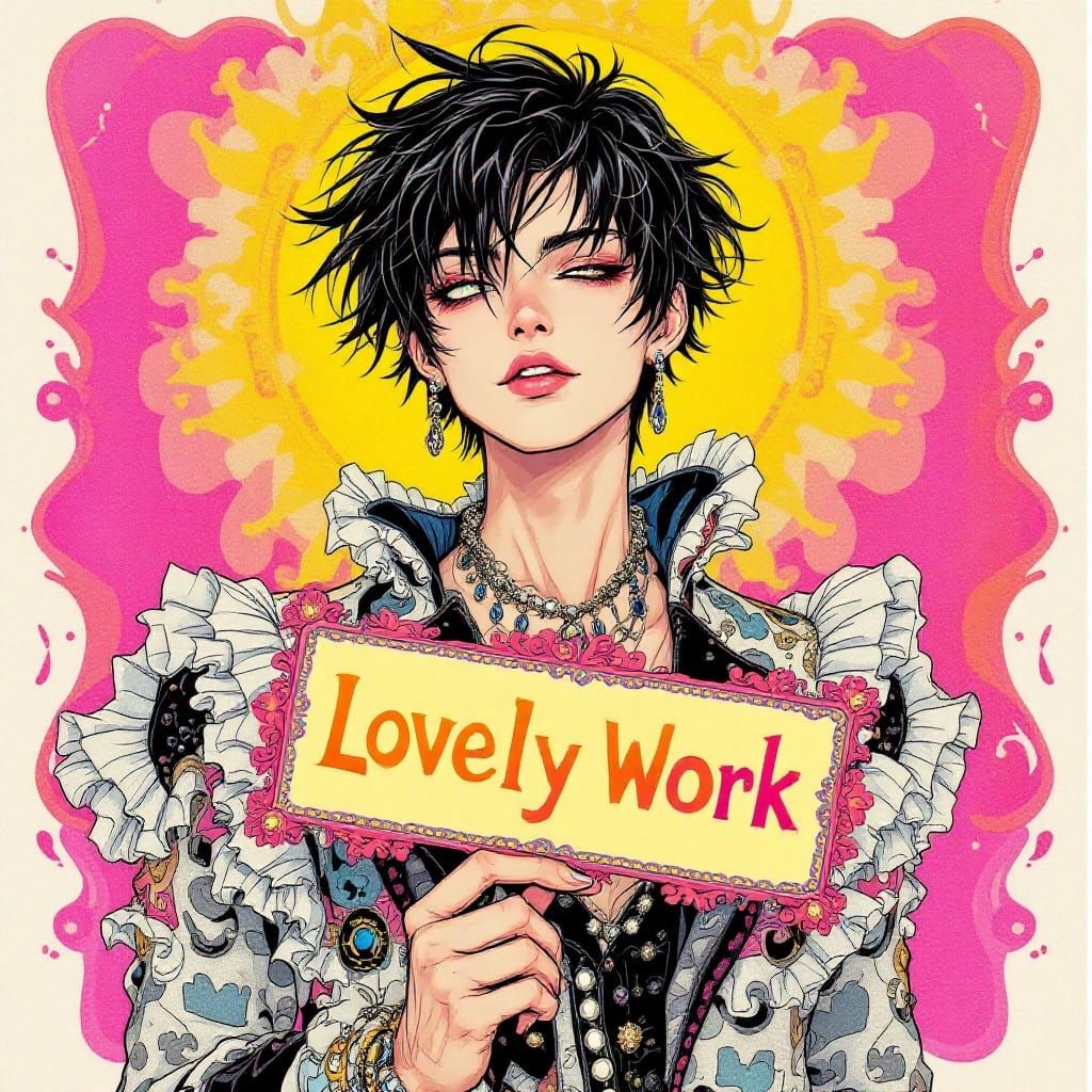 Lovely Work - Anime - Bishonen in Vibrant Rococopunk Attire
