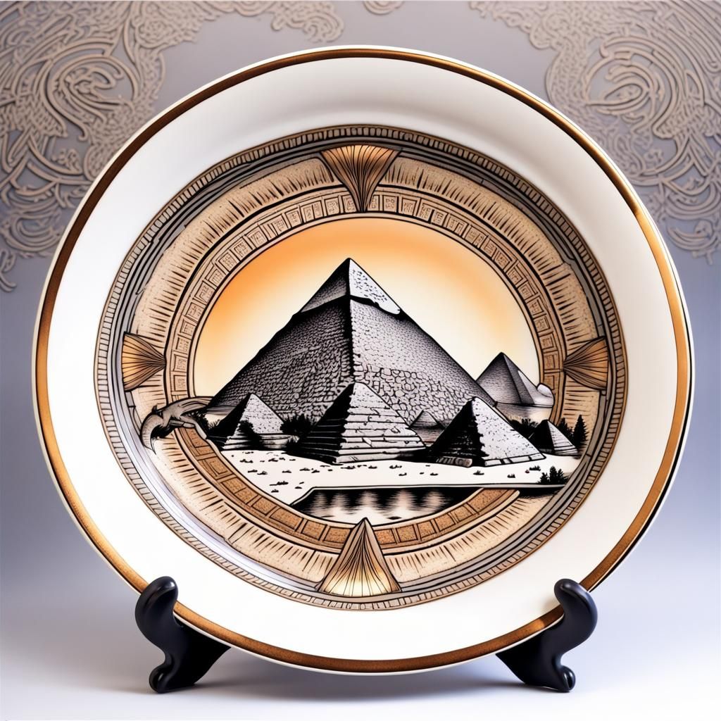 Decorative Plate: Pyramids - AI Generated Artwork - NightCafe Creator