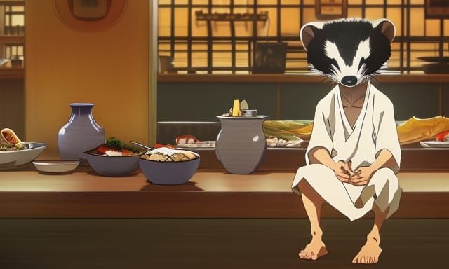 badger at lunch in sushibar - AI Generated Artwork - NightCafe Creator