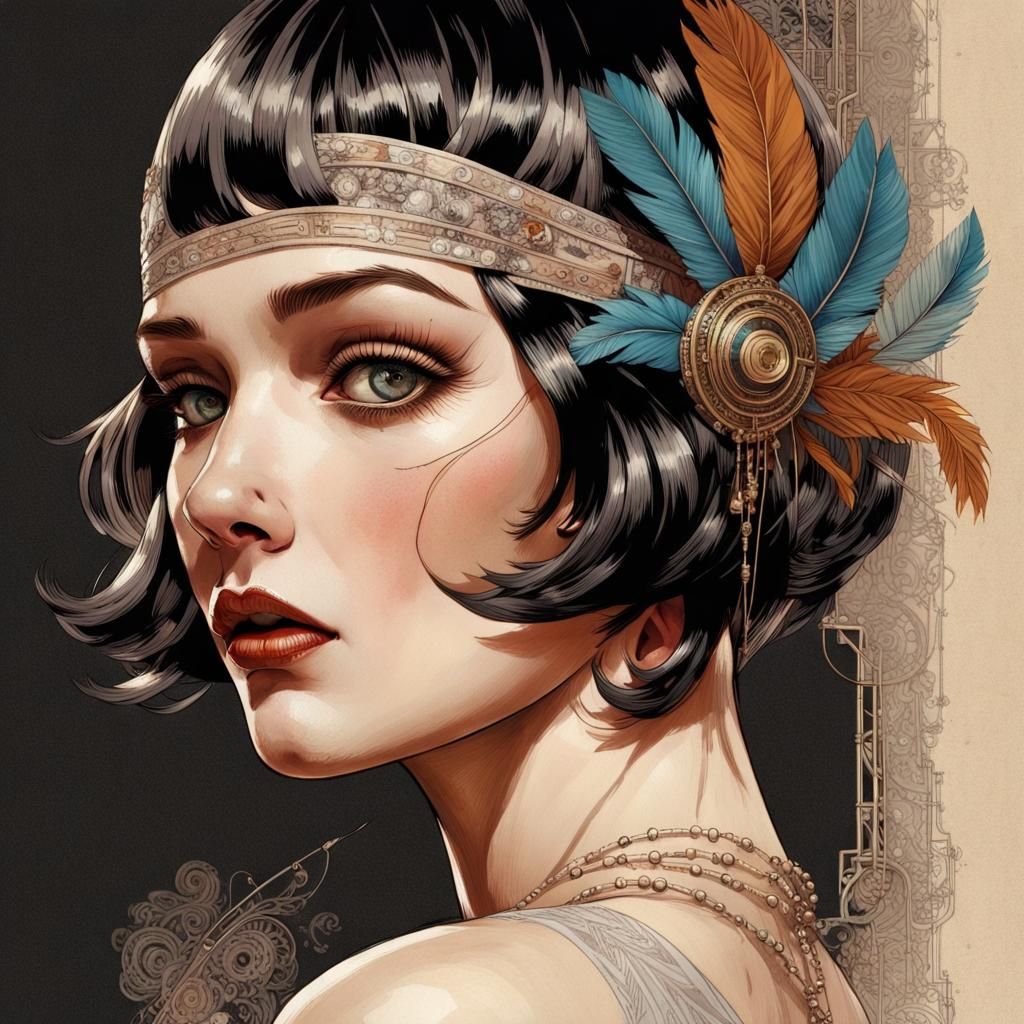 elaborate 1920s flapper girl - AI Generated Artwork - NightCafe Creator
