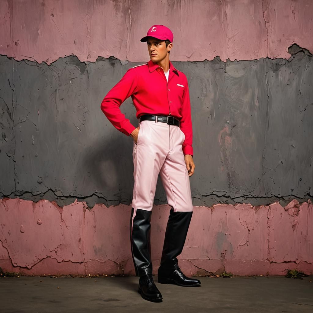 A mix or morph of Rock Hudson and Elliot Page aged 25, wearing pink ...