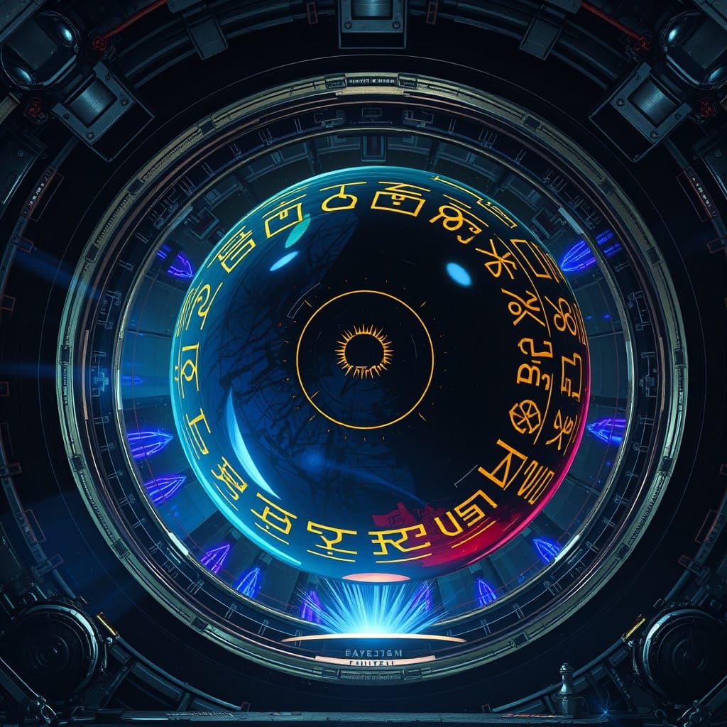 Ancient Rakatan Artifact in Dark, High-Tech Sphere - AI Art