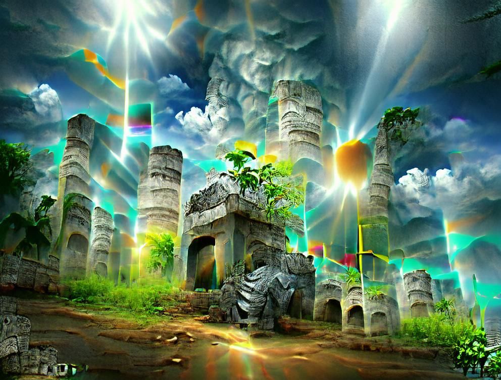Colossal ruins owergrown with jungle - AI Generated Artwork - NightCafe ...