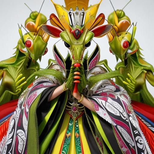 Majestic Praying Mantis in Regal Attire - AI Art