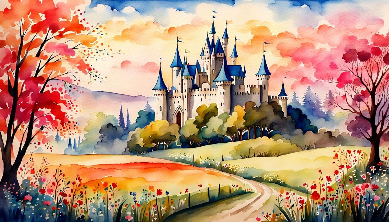 A Story Book Castle Watercolour - AI Generated Artwork - NightCafe Creator