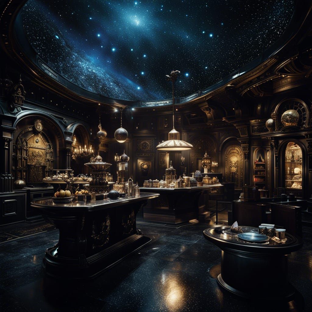 Cosmic Coffee Shop and Pub From Outer Space - AI Generated Artwork ...