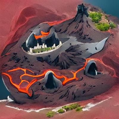 A Villain’s Volcanic Island Lair - AI Generated Artwork - NightCafe Creator