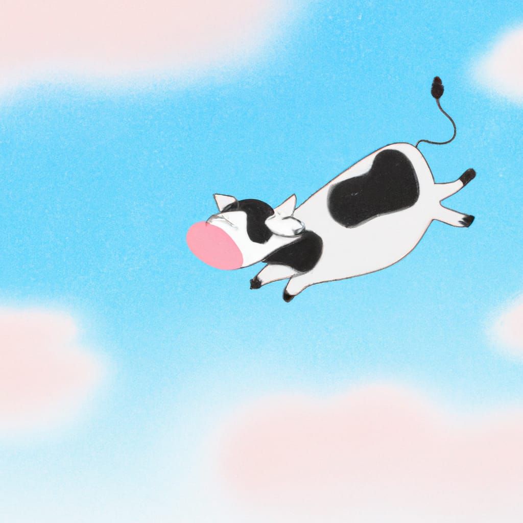 A cute cow floating in the sky among pastel colorful clouds - AI ...