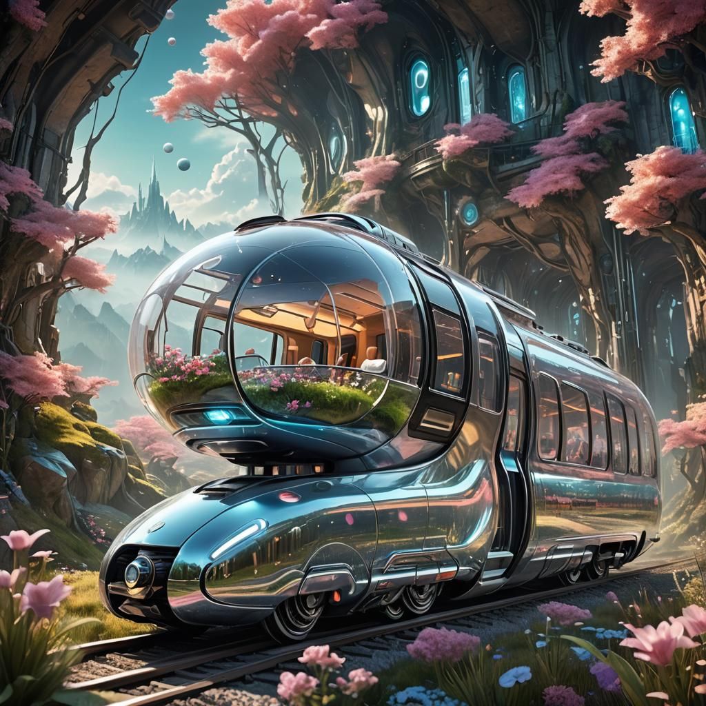 Dreamy Futuristic Dreamscape with Shimmering Glass... - AI Art