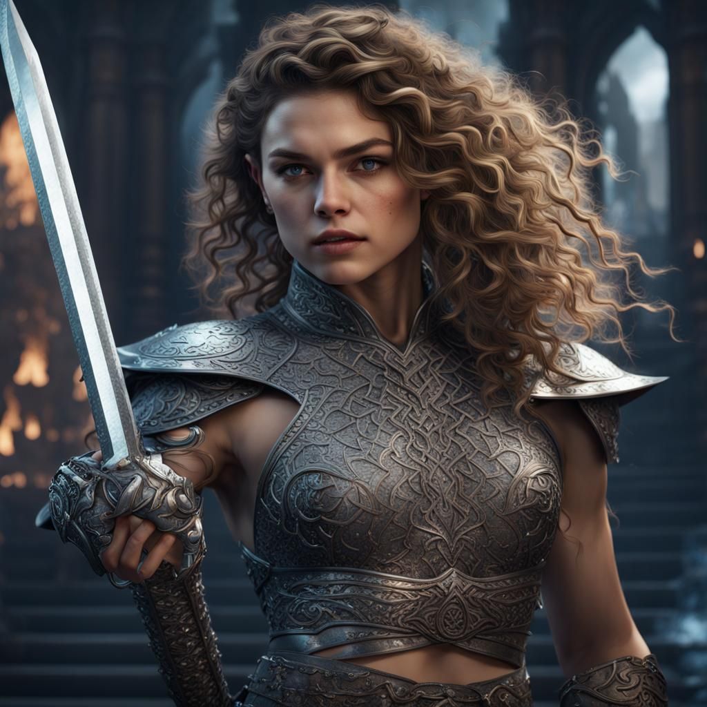 Camren Bicondova With Long Curly Brown Braided Hair As The Silver Crystal Jewel Ninja Ai